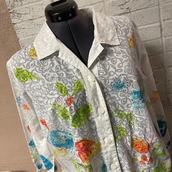 Koret | Tops | Koretpetitefloralsheerblousebuttonuplarge | Poshmark
